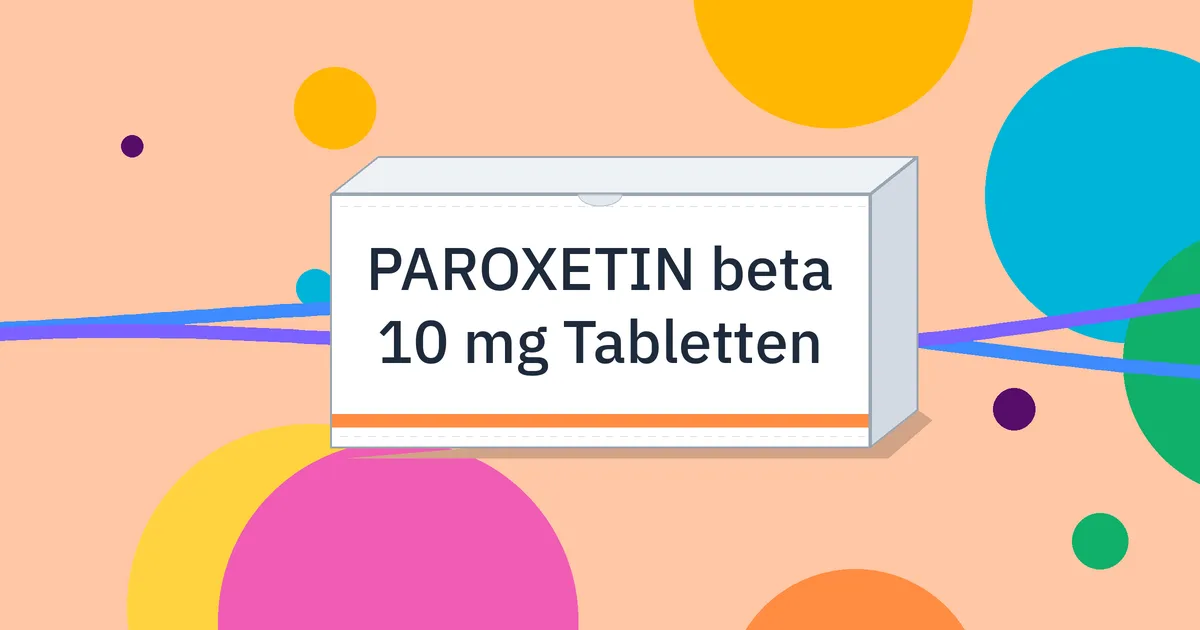 Symbolbild: Packung mit der Aufschrift PAROXETIN beta 10 mg Tabletten (PZN 04784079) – Verfügbarkeit und Bezug in Apotheken in Frankfurt am Main