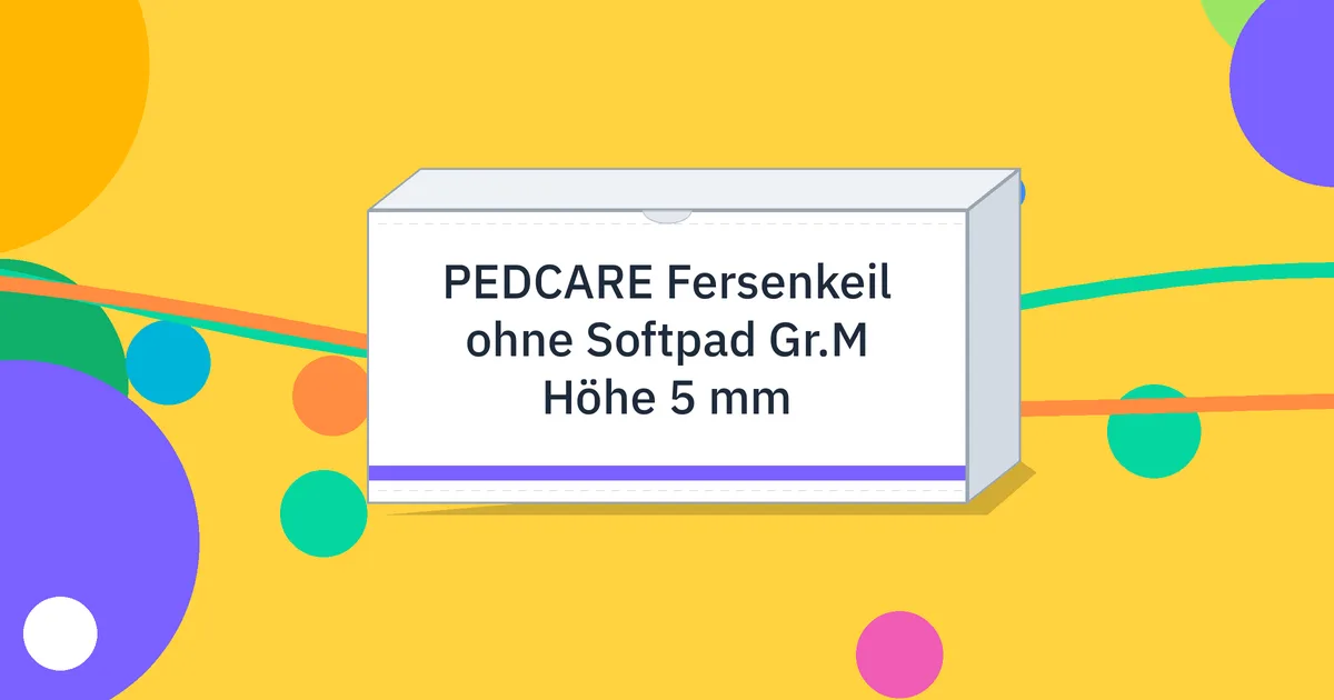 Symbolbild: Packung mit der Aufschrift PEDCARE Fersenkeil ohne Softpad Gr.M Höhe 5 mm (PZN 13964024) – Verfügbarkeit und Bezug in Apotheken in Frankfurt am Main