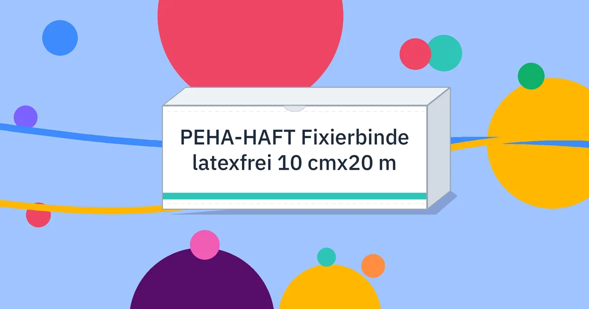 Symbolbild: Packung mit der Aufschrift PEHA-HAFT Fixierbinde latexfrei 10 cmx20 m (PZN 19296440) – Verfügbarkeit und Bezug in Apotheken in Frankfurt am Main