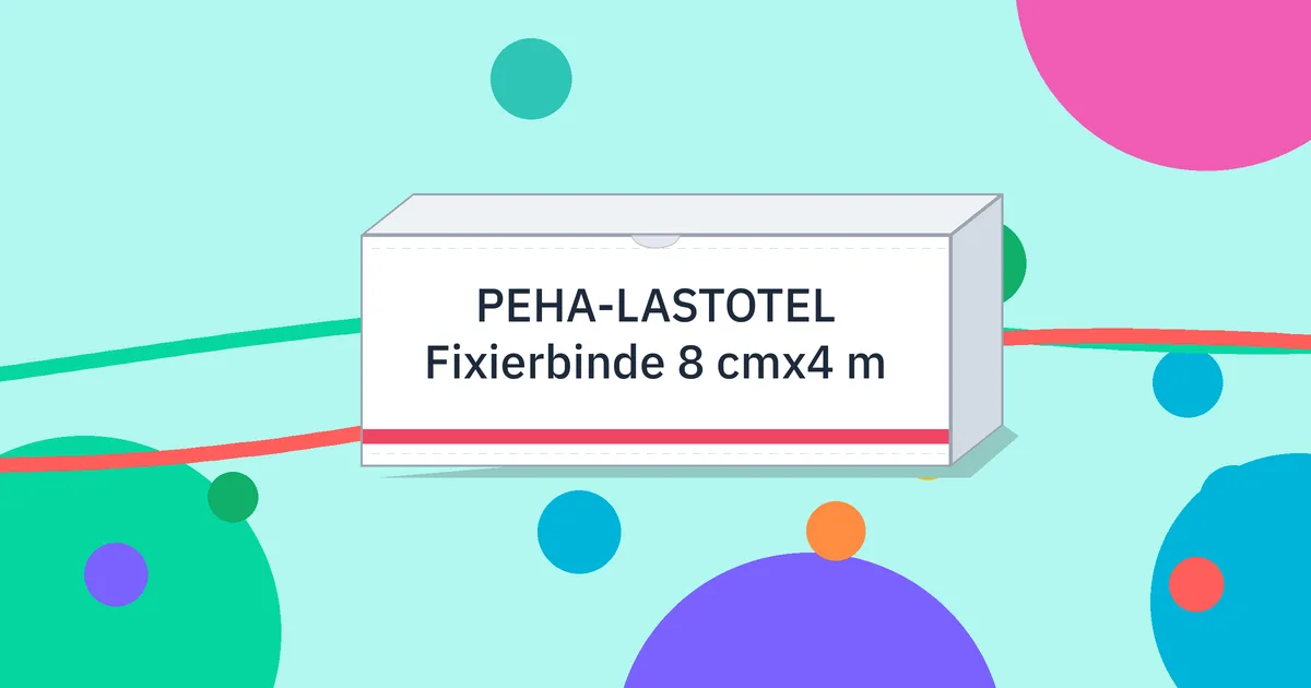 Symbolbild: Packung mit der Aufschrift PEHA-LASTOTEL Fixierbinde 8 cmx4 m (PZN 10069464) – Verfügbarkeit und Bezug in Apotheken in Frankfurt am Main
