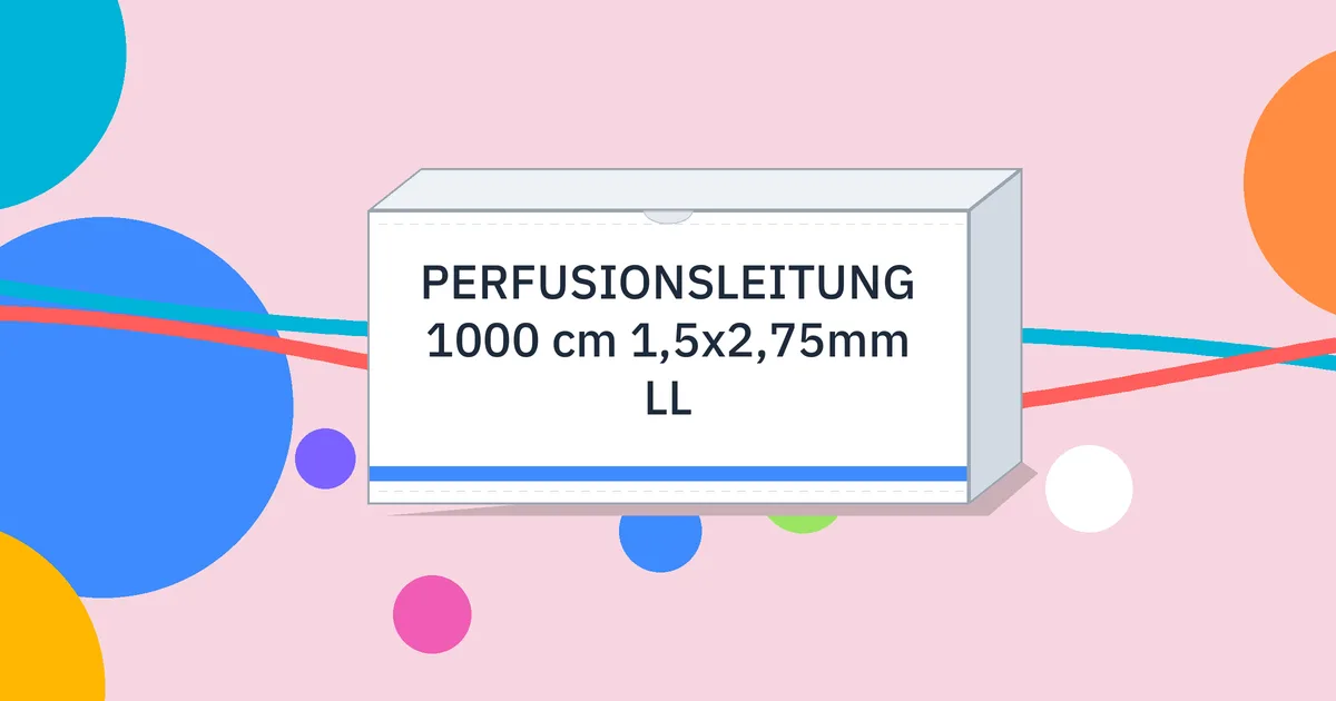 Symbolbild: Packung mit der Aufschrift PERFUSIONSLEITUNG 1000 cm 1,5x2,75mm LL (PZN 17487064) – Verfügbarkeit und Bezug in Apotheken in Frankfurt am Main