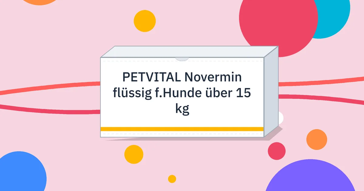 Symbolbild: Packung mit der Aufschrift PETVITAL Novermin flüssig f.Hunde über 15 kg (PZN 06907942) – Verfügbarkeit und Bezug in Apotheken in Frankfurt am Main