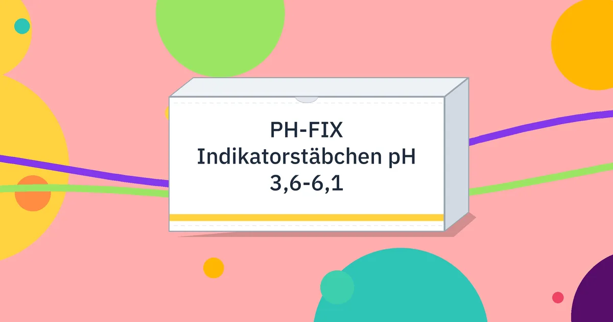 Symbolbild: Packung mit der Aufschrift PH-FIX Indikatorstäbchen pH 3,6-6,1 (PZN 04759064) – Verfügbarkeit und Bezug in Apotheken in Frankfurt am Main