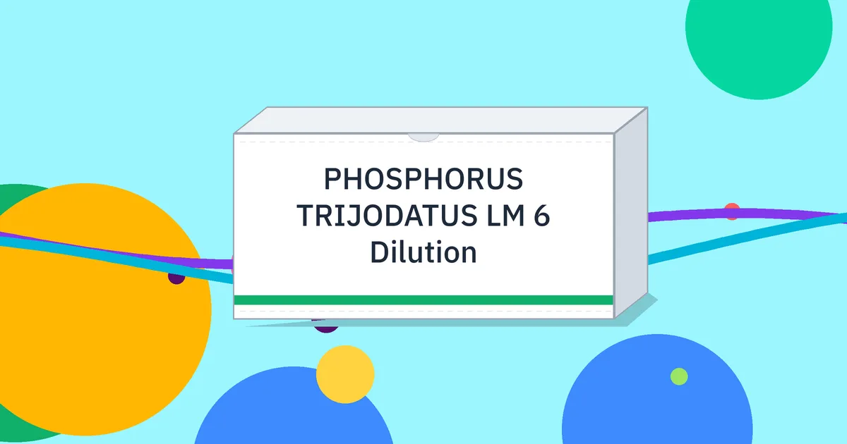 Symbolbild: Packung mit der Aufschrift PHOSPHORUS TRIJODATUS LM 6 Dilution (PZN 13034816) – Verfügbarkeit und Bezug in Apotheken in Frankfurt am Main