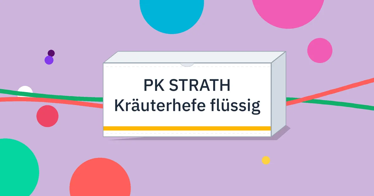 Symbolbild: Packung mit der Aufschrift PK STRATH Kräuterhefe flüssig (PZN 07243763) – Verfügbarkeit und Bezug in Apotheken in Frankfurt am Main