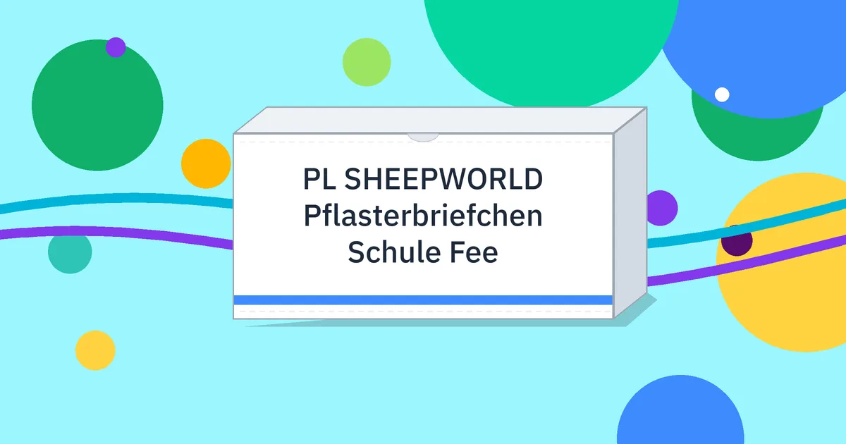 Symbolbild: Packung mit der Aufschrift PL SHEEPWORLD Pflasterbriefchen Schule Fee (PZN 19743850) – Verfügbarkeit und Bezug in Apotheken in Frankfurt am Main