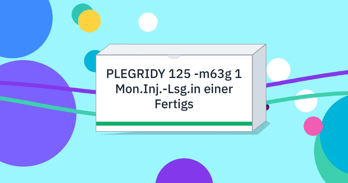 Symbolbild: Packung mit der Aufschrift PLEGRIDY 125 -m63g 1 Mon.Inj.-Lsg.in einer Fertigs (PZN 12475530) – Verfügbarkeit und Bezug in Apotheken in Frankfurt am Main