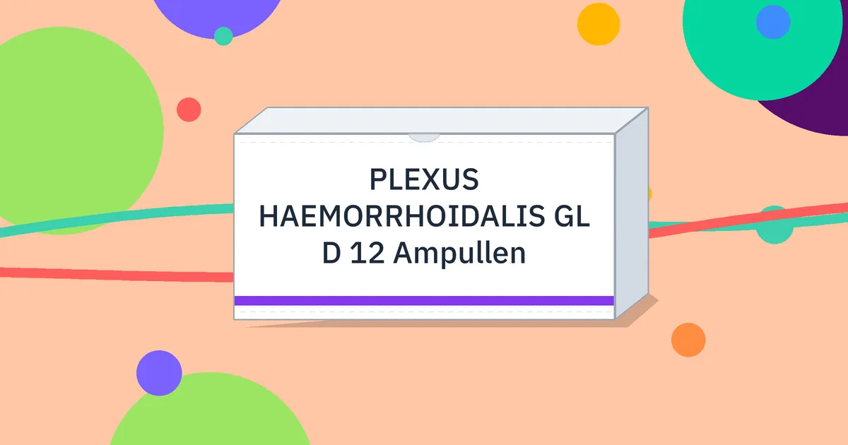 Symbolbild: Packung mit der Aufschrift PLEXUS HAEMORRHOIDALIS GL D 12 Ampullen (PZN 00490837) – Verfügbarkeit und Bezug in Apotheken in Frankfurt am Main