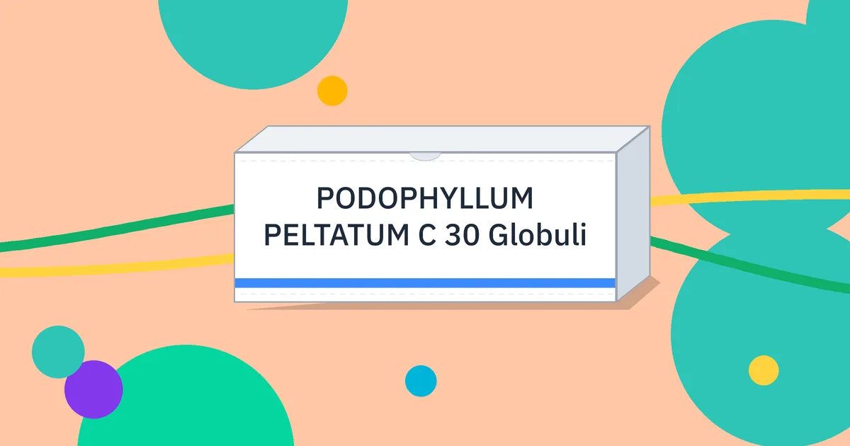 Symbolbild: Packung mit der Aufschrift PODOPHYLLUM PELTATUM C 30 Globuli (PZN 14052992) – Verfügbarkeit und Bezug in Apotheken in Frankfurt am Main
