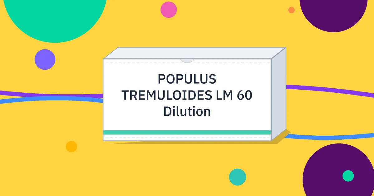 Symbolbild: Packung mit der Aufschrift POPULUS TREMULOIDES LM 60 Dilution (PZN 13664983) – Verfügbarkeit und Bezug in Apotheken in Frankfurt am Main