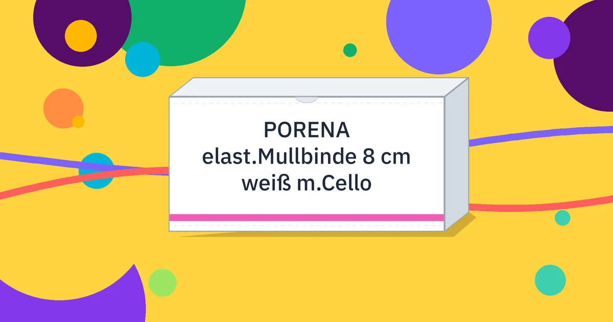 Symbolbild: Packung mit der Aufschrift PORENA elast.Mullbinde 8 cm weiß m.Cello (PZN 02795009) – Verfügbarkeit und Bezug in Apotheken in Frankfurt am Main