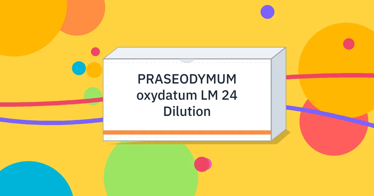 Symbolbild: Packung mit der Aufschrift PRASEODYMUM oxydatum LM 24 Dilution (PZN 13666717) – Verfügbarkeit und Bezug in Apotheken in Frankfurt am Main