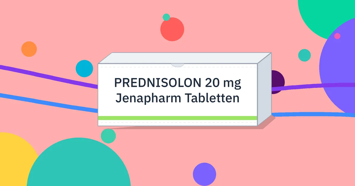 Symbolbild: Packung mit der Aufschrift PREDNISOLON 20 mg Jenapharm Tabletten (PZN 00235826) – Verfügbarkeit und Bezug in Apotheken in Frankfurt am Main