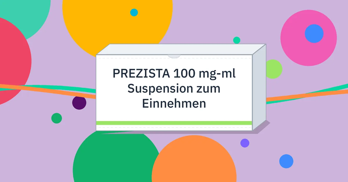 Symbolbild: Packung mit der Aufschrift PREZISTA 100 mg-ml Suspension zum Einnehmen (PZN 09915103) – Verfügbarkeit und Bezug in Apotheken in Frankfurt am Main