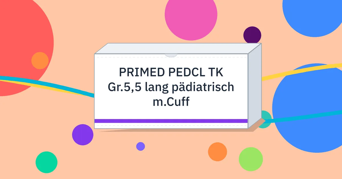 Symbolbild: Packung mit der Aufschrift PRIMED PEDCL TK Gr.5,5 lang pädiatrisch m.Cuff (PZN 11108930) – Verfügbarkeit und Bezug in Apotheken in Frankfurt am Main