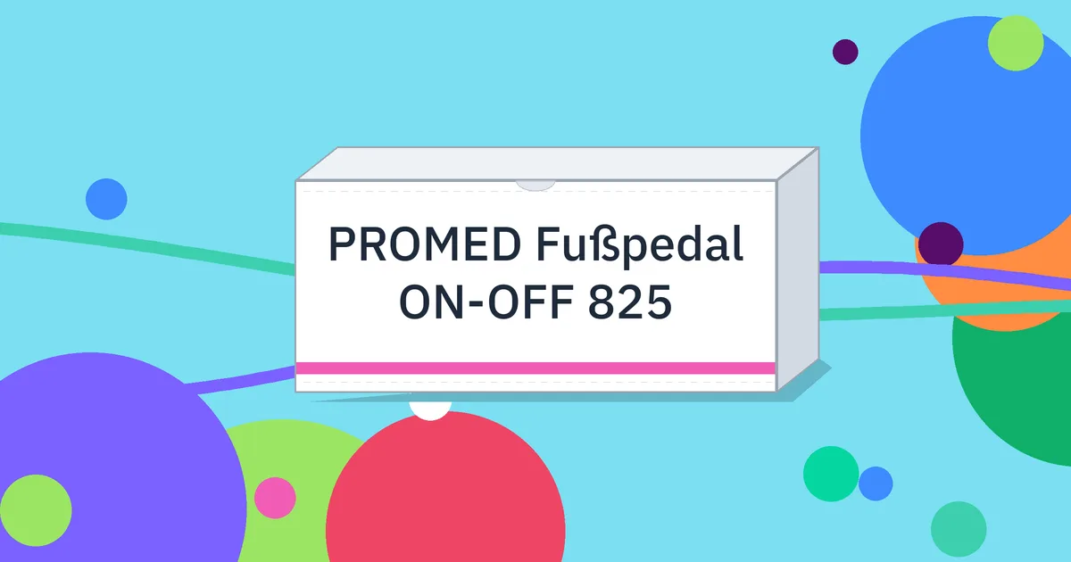 Symbolbild: Packung mit der Aufschrift PROMED Fußpedal ON-OFF 825 (PZN 20843686) – Verfügbarkeit und Bezug in Apotheken in Frankfurt am Main