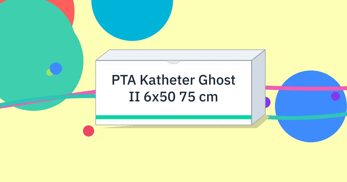 Symbolbild: Packung mit der Aufschrift PTA Katheter Ghost II 6x50 75 cm (PZN 00123866) – Verfügbarkeit und Bezug in Apotheken in Frankfurt am Main