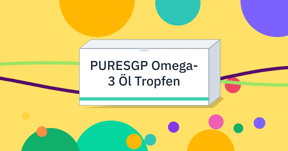 Symbolbild: Packung mit der Aufschrift PURESGP Omega-3 Öl Tropfen (PZN 20356621) – Verfügbarkeit und Bezug in Apotheken in Frankfurt am Main