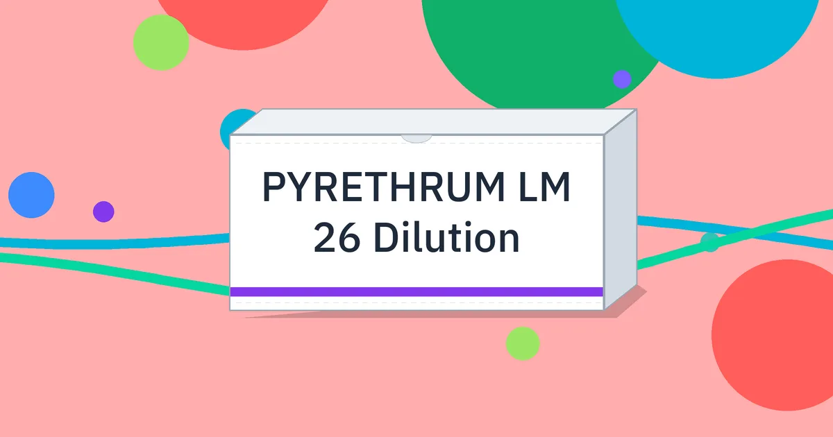 Symbolbild: Packung mit der Aufschrift PYRETHRUM LM 26 Dilution (PZN 13671931) – Verfügbarkeit und Bezug in Apotheken in Frankfurt am Main