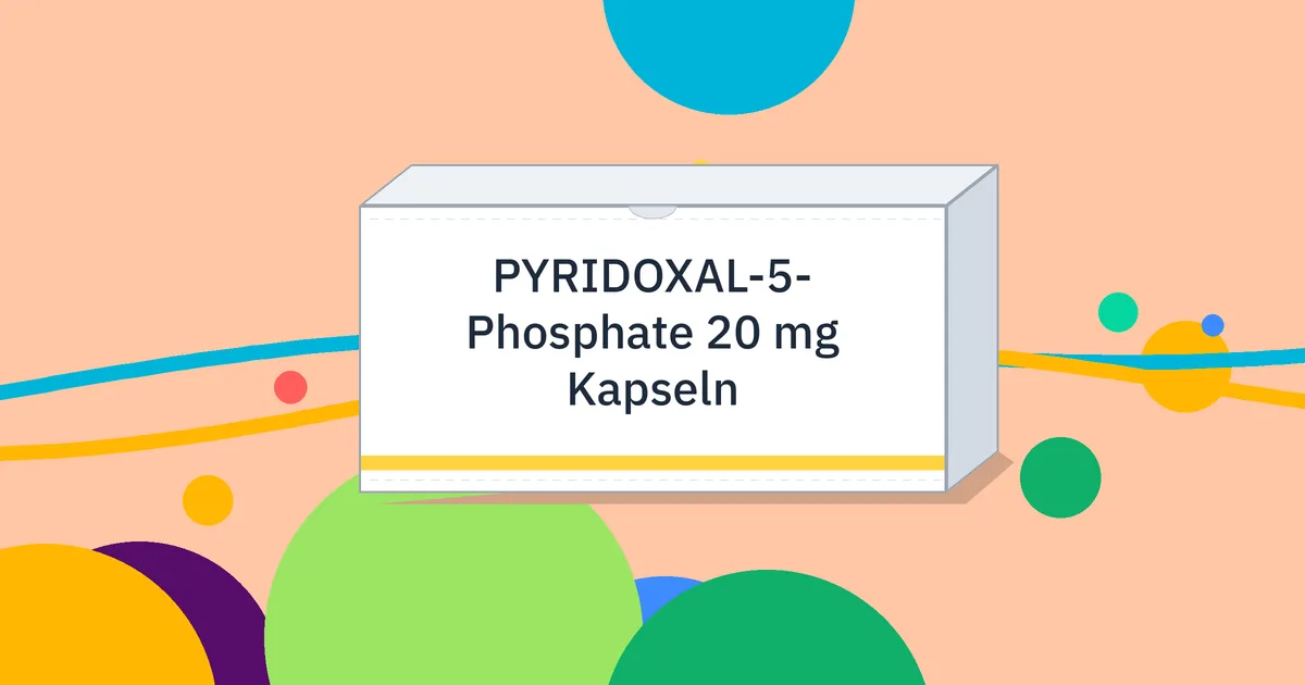 Symbolbild: Packung mit der Aufschrift PYRIDOXAL-5-Phosphate 20 mg Kapseln (PZN 19740337) – Verfügbarkeit und Bezug in Apotheken in Frankfurt am Main