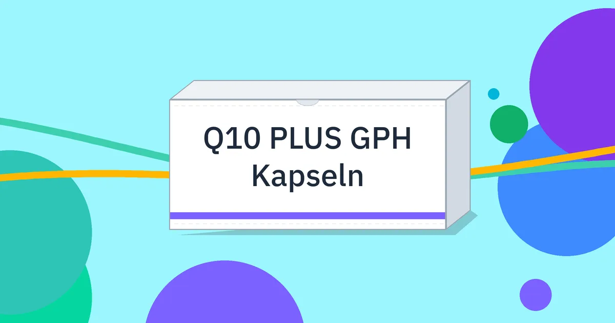 Symbolbild: Packung mit der Aufschrift Q10 PLUS GPH Kapseln (PZN 15614044) – Verfügbarkeit und Bezug in Apotheken in Frankfurt am Main