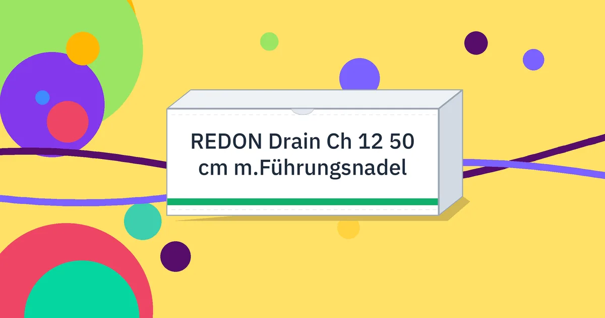 Symbolbild: Packung mit der Aufschrift REDON Drain Ch 12 50 cm m.Führungsnadel (PZN 03050369) – Verfügbarkeit und Bezug in Apotheken in Frankfurt am Main