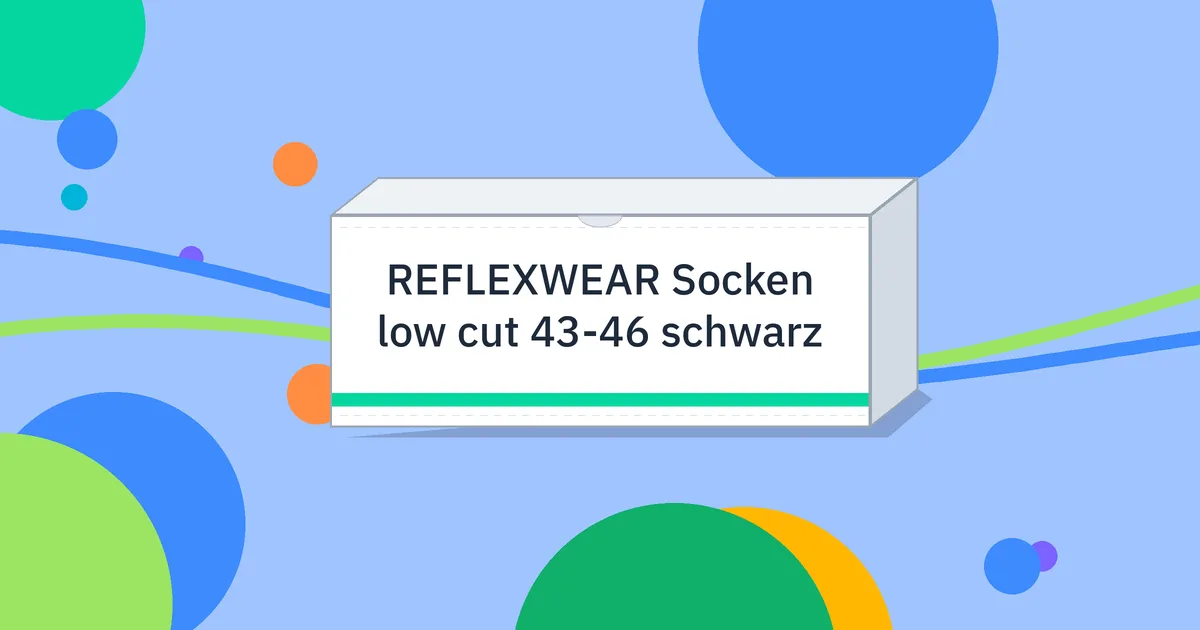 Symbolbild: Packung mit der Aufschrift REFLEXWEAR Socken low cut 43-46 schwarz (PZN 15736149) – Verfügbarkeit und Bezug in Apotheken in Frankfurt am Main