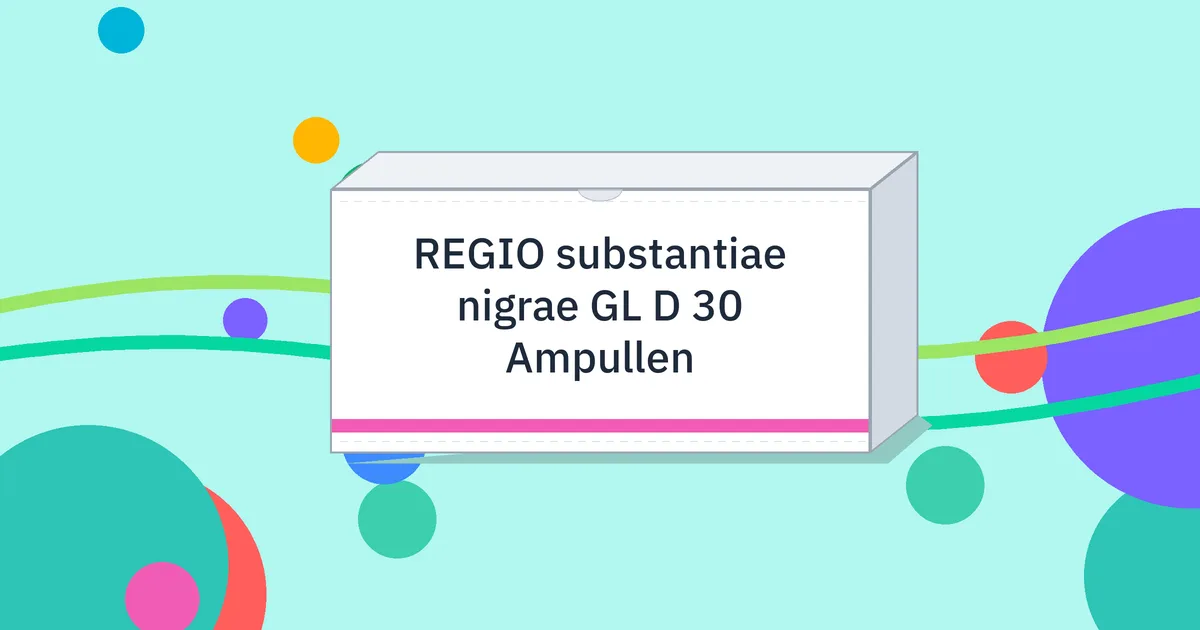 Symbolbild: Packung mit der Aufschrift REGIO substantiae nigrae GL D 30 Ampullen (PZN 02956292) – Verfügbarkeit und Bezug in Apotheken in Frankfurt am Main