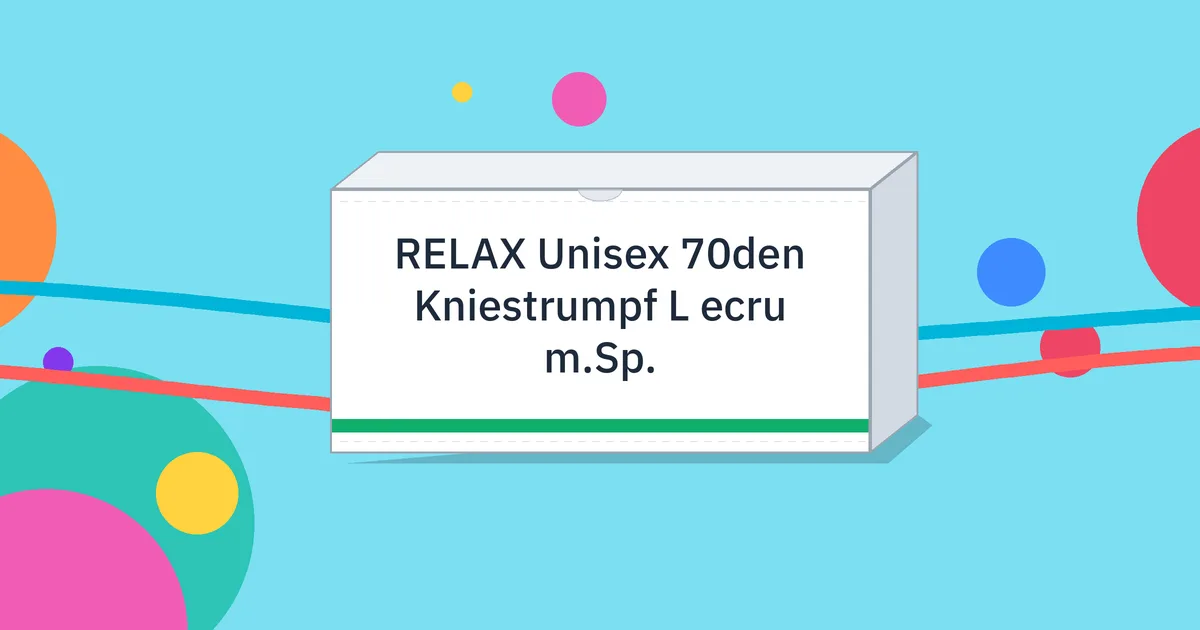 Symbolbild: Packung mit der Aufschrift RELAX Unisex 70den Kniestrumpf L ecru m.Sp. (PZN 01379875) – Verfügbarkeit und Bezug in Apotheken in Frankfurt am Main