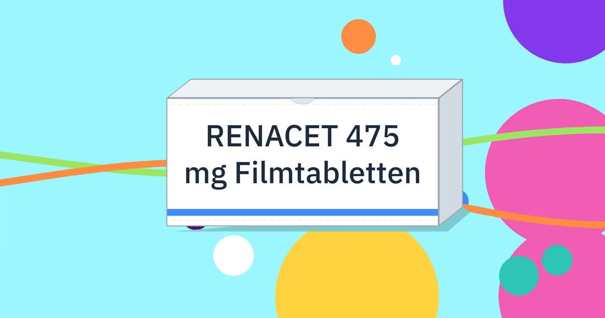 Symbolbild: Packung mit der Aufschrift RENACET 475 mg Filmtabletten (PZN 04103375) – Verfügbarkeit und Bezug in Apotheken in Frankfurt am Main