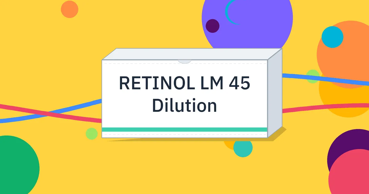 Symbolbild: Packung mit der Aufschrift RETINOL LM 45 Dilution (PZN 13047836) – Verfügbarkeit und Bezug in Apotheken in Frankfurt am Main