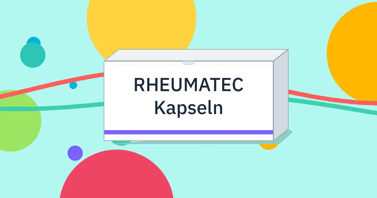 Symbolbild: Packung mit der Aufschrift RHEUMATEC Kapseln (PZN 02030695) – Verfügbarkeit und Bezug in Apotheken in Frankfurt am Main