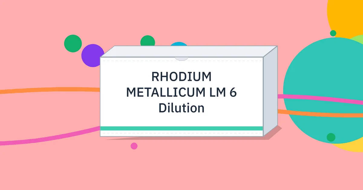 Symbolbild: Packung mit der Aufschrift RHODIUM METALLICUM LM 6 Dilution (PZN 13050301) – Verfügbarkeit und Bezug in Apotheken in Frankfurt am Main