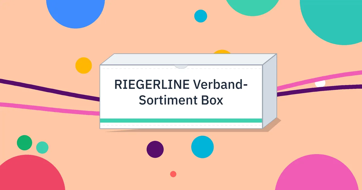 Symbolbild: Packung mit der Aufschrift RIEGERLINE Verband-Sortiment Box (PZN 15606599) – Verfügbarkeit und Bezug in Apotheken in Frankfurt am Main