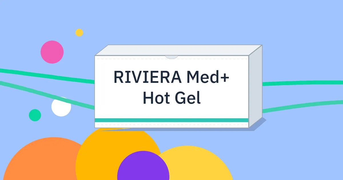 Symbolbild: Packung mit der Aufschrift RIVIERA Med+ Hot Gel (PZN 15865668) – Verfügbarkeit und Bezug in Apotheken in Frankfurt am Main
