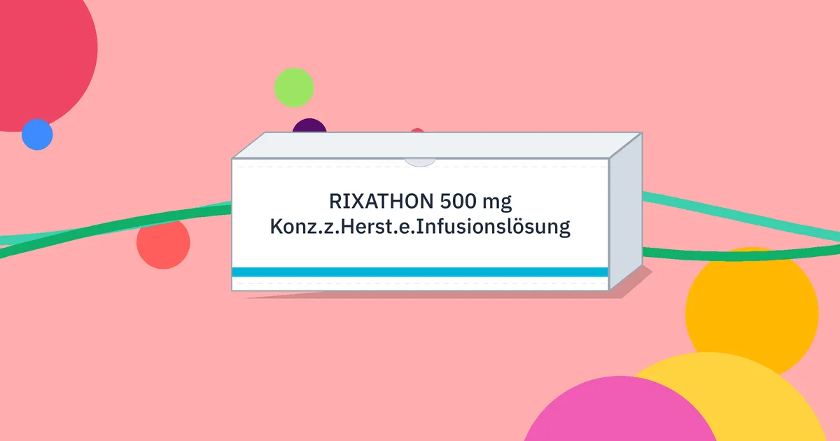 Symbolbild: Packung mit der Aufschrift RIXATHON 500 mg Konz.z.Herst.e.Infusionslösung (PZN 15996666) – Verfügbarkeit und Bezug in Apotheken in Frankfurt am Main