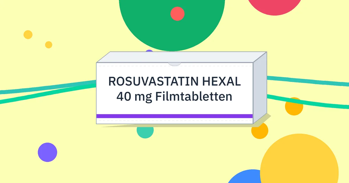 Symbolbild: Packung mit der Aufschrift ROSUVASTATIN HEXAL 40 mg Filmtabletten (PZN 17411598) – Verfügbarkeit und Bezug in Apotheken in Frankfurt am Main
