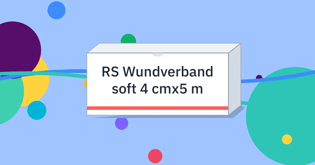 Symbolbild: Packung mit der Aufschrift RS Wundverband soft 4 cmx5 m (PZN 02955826) – Verfügbarkeit und Bezug in Apotheken in Frankfurt am Main