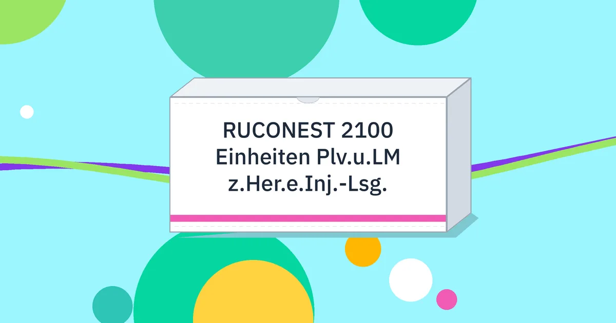 Symbolbild: Packung mit der Aufschrift RUCONEST 2100 Einheiten Plv.u.LM z.Her.e.Inj.-Lsg. (PZN 12643625) – Verfügbarkeit und Bezug in Apotheken in Frankfurt am Main