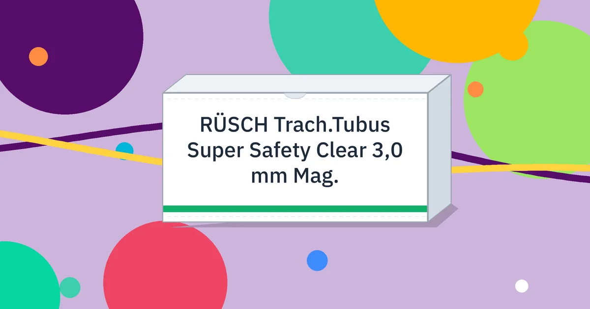 Symbolbild: Packung mit der Aufschrift RÜSCH Trach.Tubus Super Safety Clear 3,0 mm Mag. (PZN 05030796) – Verfügbarkeit und Bezug in Apotheken in Frankfurt am Main