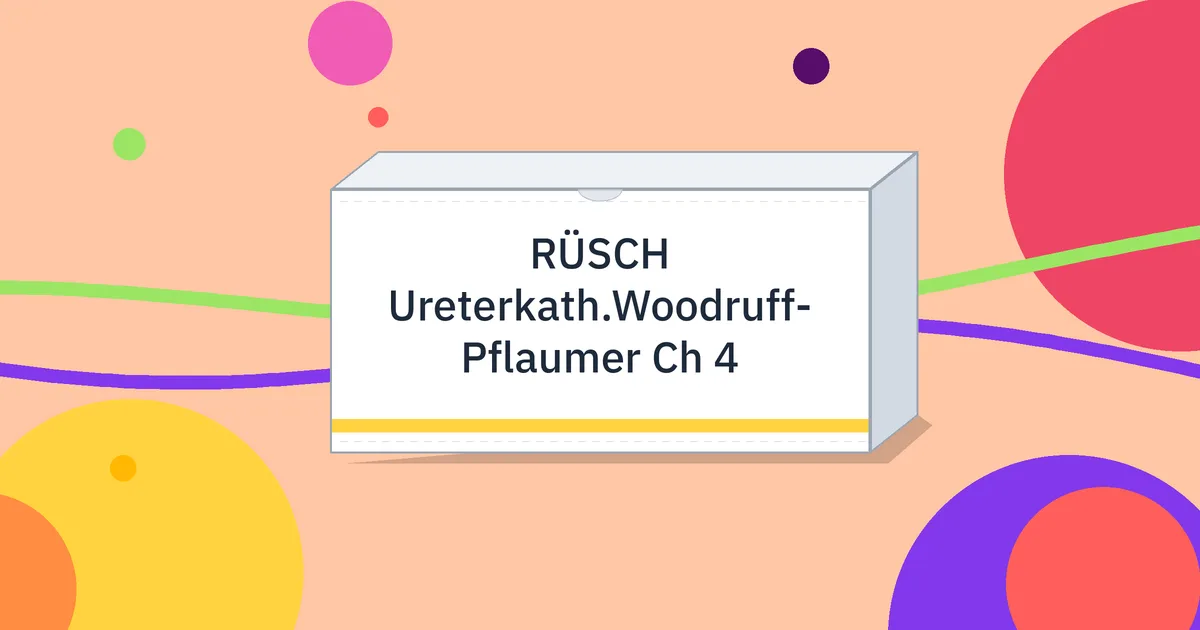 Symbolbild: Packung mit der Aufschrift RÜSCH Ureterkath.Woodruff-Pflaumer Ch 4 (PZN 07398690) – Verfügbarkeit und Bezug in Apotheken in Frankfurt am Main