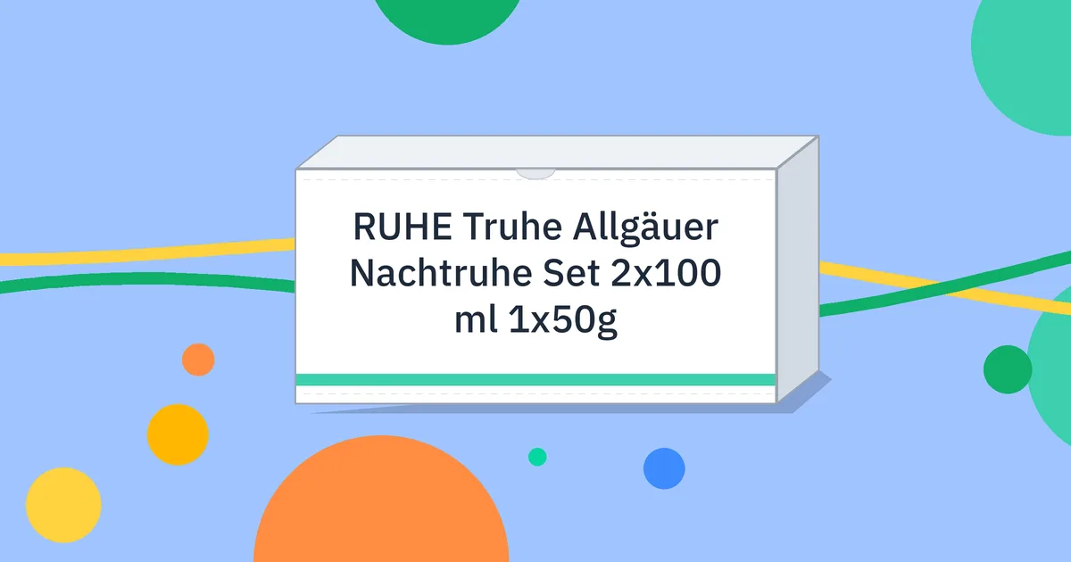 Symbolbild: Packung mit der Aufschrift RUHE Truhe Allgäuer Nachtruhe Set 2x100 ml 1x50g (PZN 16898345) – Verfügbarkeit und Bezug in Apotheken in Frankfurt am Main