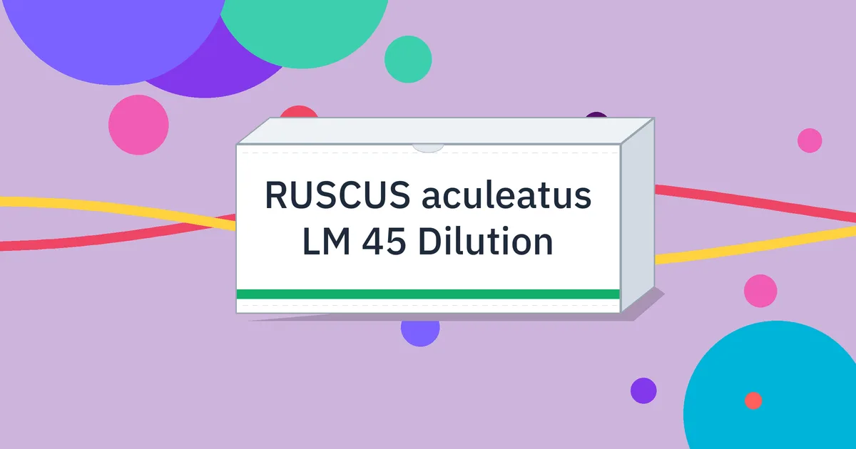Symbolbild: Packung mit der Aufschrift RUSCUS aculeatus LM 45 Dilution (PZN 13173498) – Verfügbarkeit und Bezug in Apotheken in Frankfurt am Main