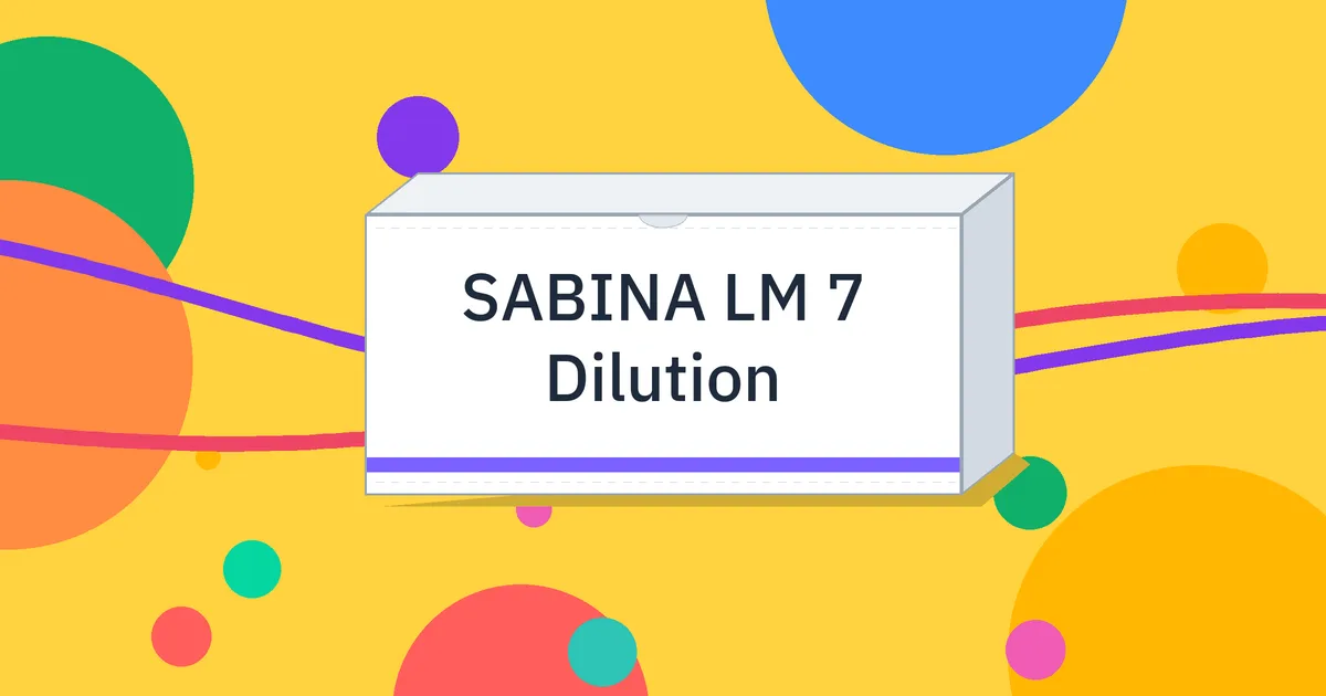 Symbolbild: Packung mit der Aufschrift SABINA LM 7 Dilution (PZN 13175793) – Verfügbarkeit und Bezug in Apotheken in Frankfurt am Main