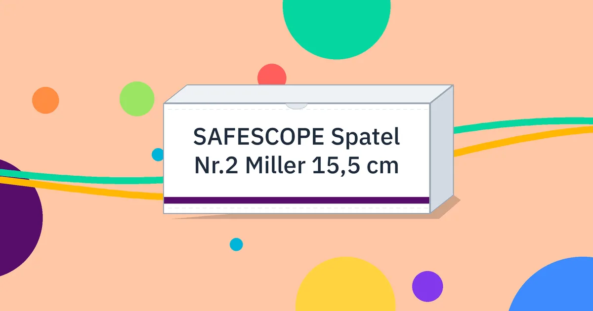 Symbolbild: Packung mit der Aufschrift SAFESCOPE Spatel Nr.2 Miller 15,5 cm (PZN 02167655) – Verfügbarkeit und Bezug in Apotheken in Frankfurt am Main