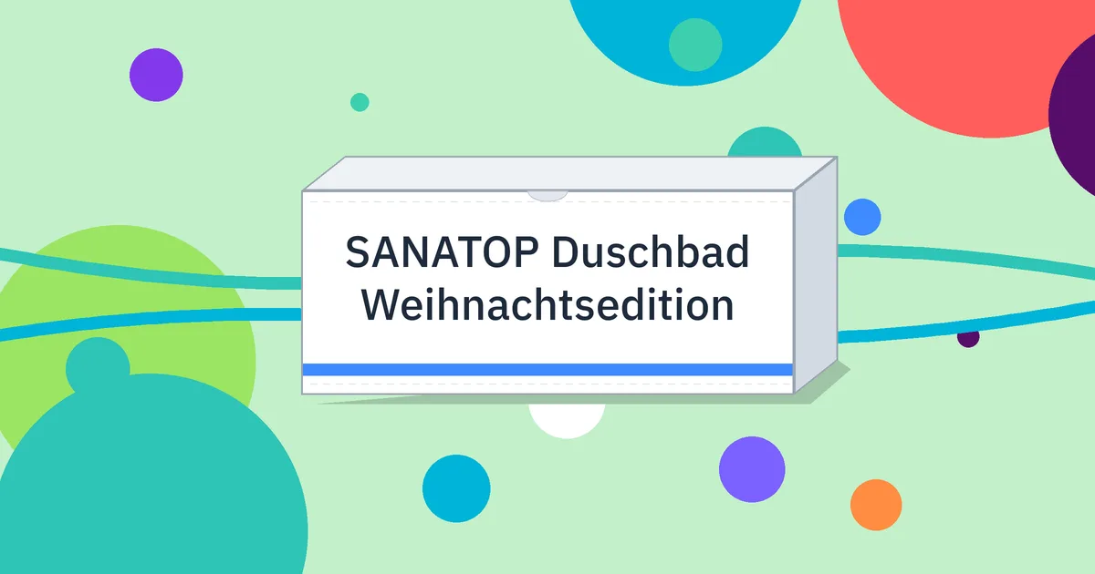 Symbolbild: Packung mit der Aufschrift SANATOP Duschbad Weihnachtsedition (PZN 11172951) – Verfügbarkeit und Bezug in Apotheken in Frankfurt am Main