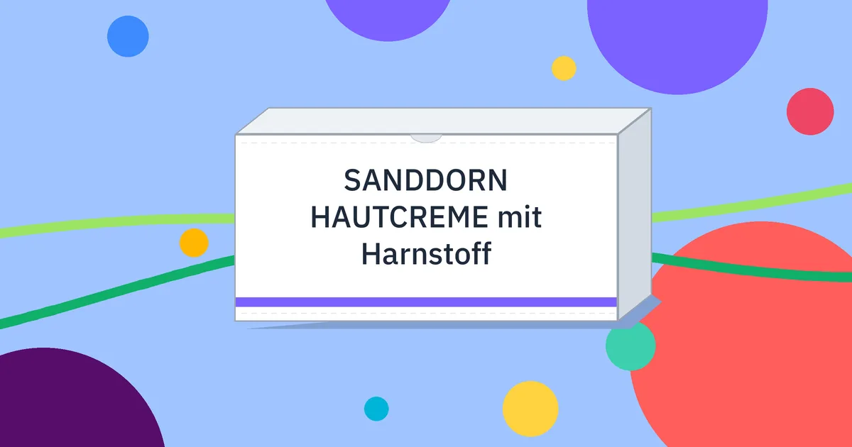 Symbolbild: Packung mit der Aufschrift SANDDORN HAUTCREME mit Harnstoff (PZN 08538354) – Verfügbarkeit und Bezug in Apotheken in Frankfurt am Main