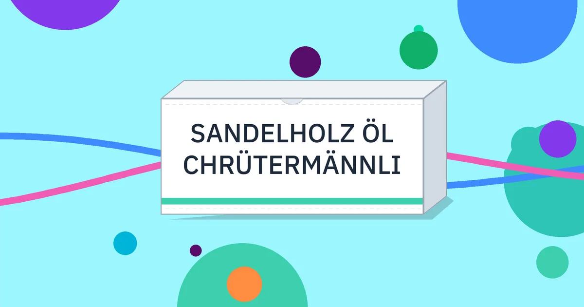 Symbolbild: Packung mit der Aufschrift SANDELHOLZ ÖL CHRÜTERMÄNNLI (PZN 07197342) – Verfügbarkeit und Bezug in Apotheken in Frankfurt am Main
