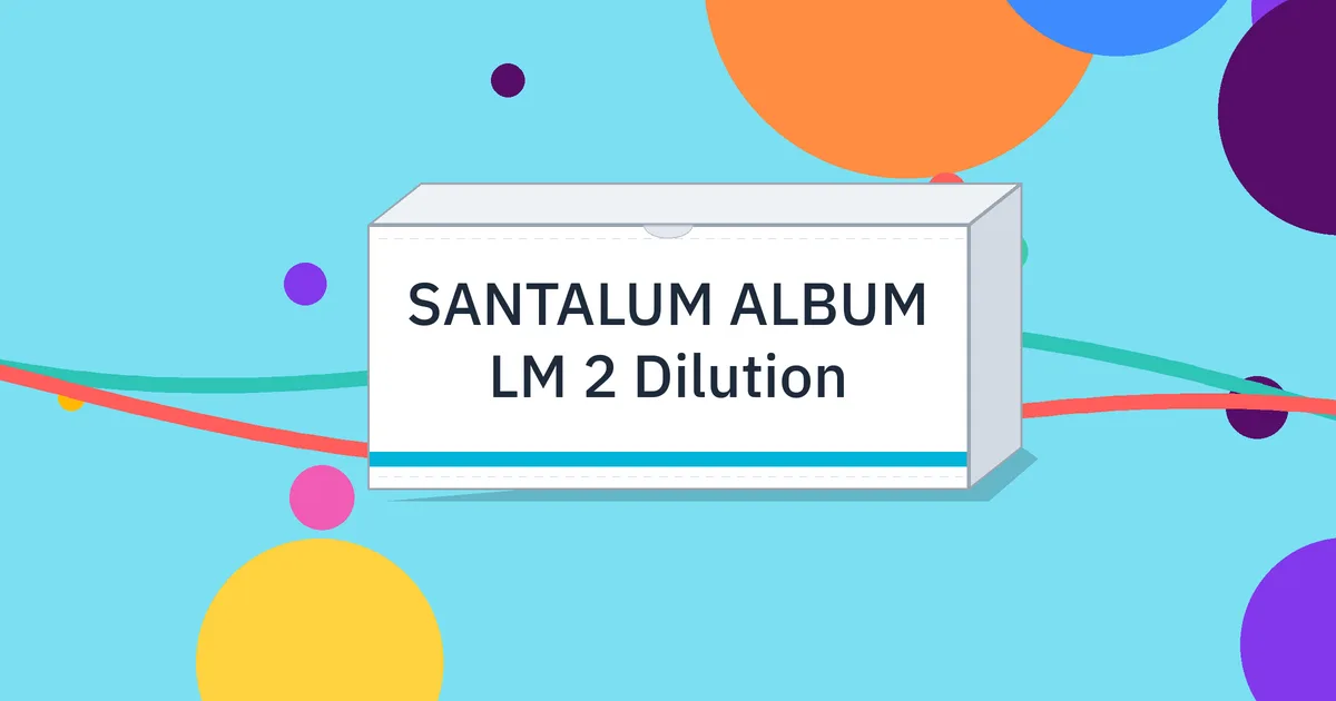 Symbolbild: Packung mit der Aufschrift SANTALUM ALBUM LM 2 Dilution (PZN 13684158) – Verfügbarkeit und Bezug in Apotheken in Frankfurt am Main