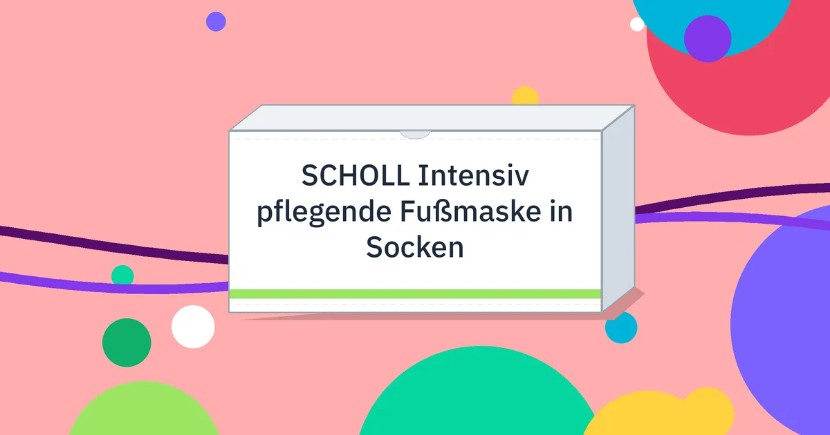 Symbolbild: Packung mit der Aufschrift SCHOLL Intensiv pflegende Fußmaske in Socken (PZN 16388006) – Verfügbarkeit und Bezug in Apotheken in Frankfurt am Main